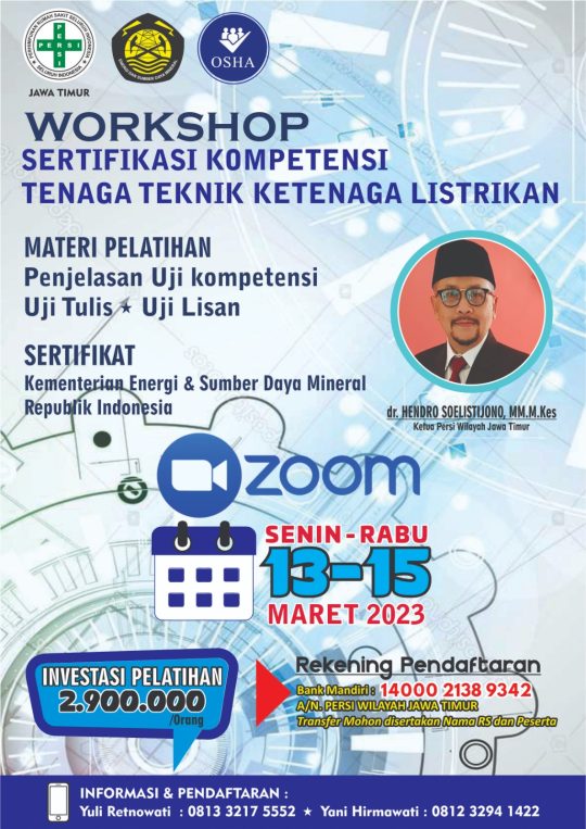 WORKSHOP SERTIFIKASI KOMPETENSI TENAGA TEKNIK KETENAGA LISTRIKA – PERSI JATIM